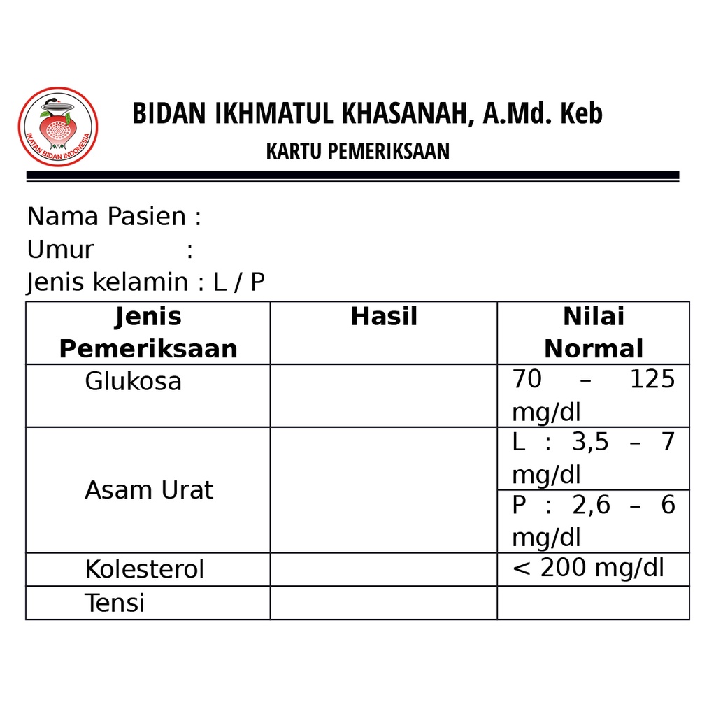 Jual Kartu Laborat - Kartu Cek Laboratorium | Shopee Indonesia