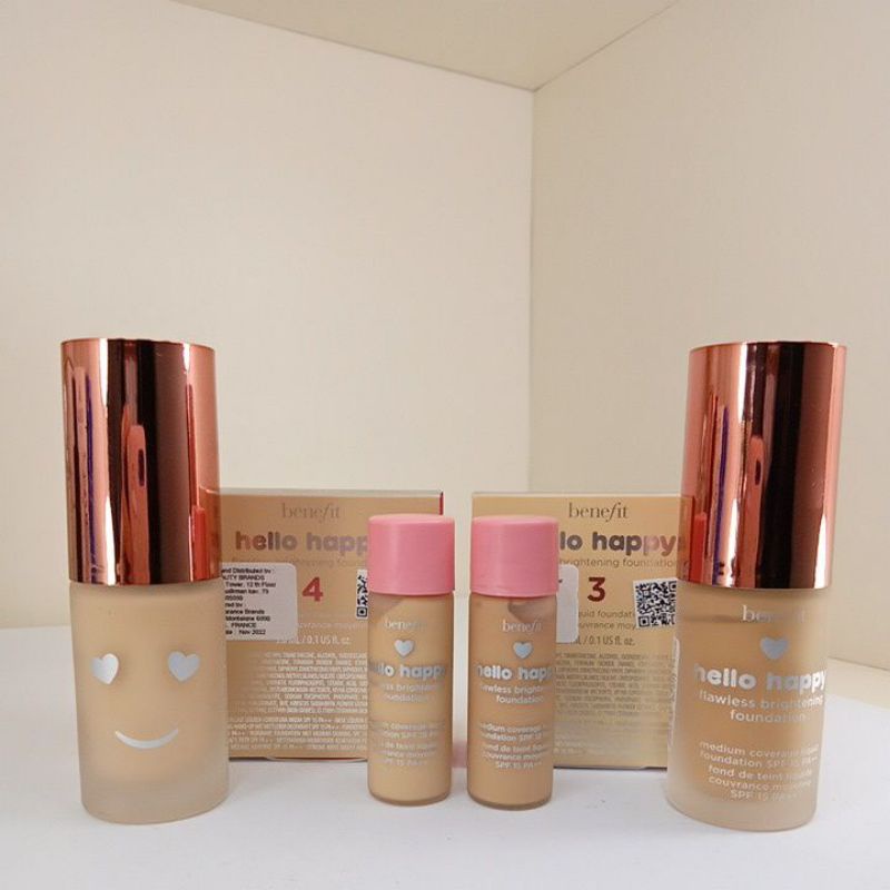 Jual BENEFIT HELLO HAPPY Flawless Brightening Foundation 3ml / 10ml | Shopee Indonesia