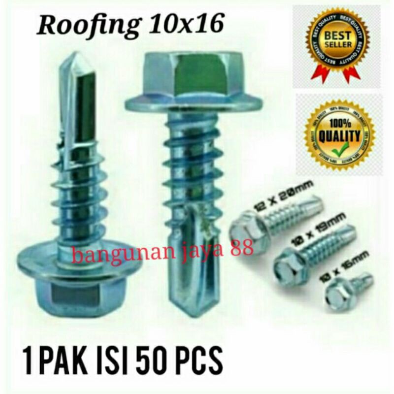 Jual BAUT BAJA RINGAN 10X16 ISI 50 PCS/BAUT KANAL/BAUT BAJA RINGAN-ROOFING Indonesia|Shopee ...