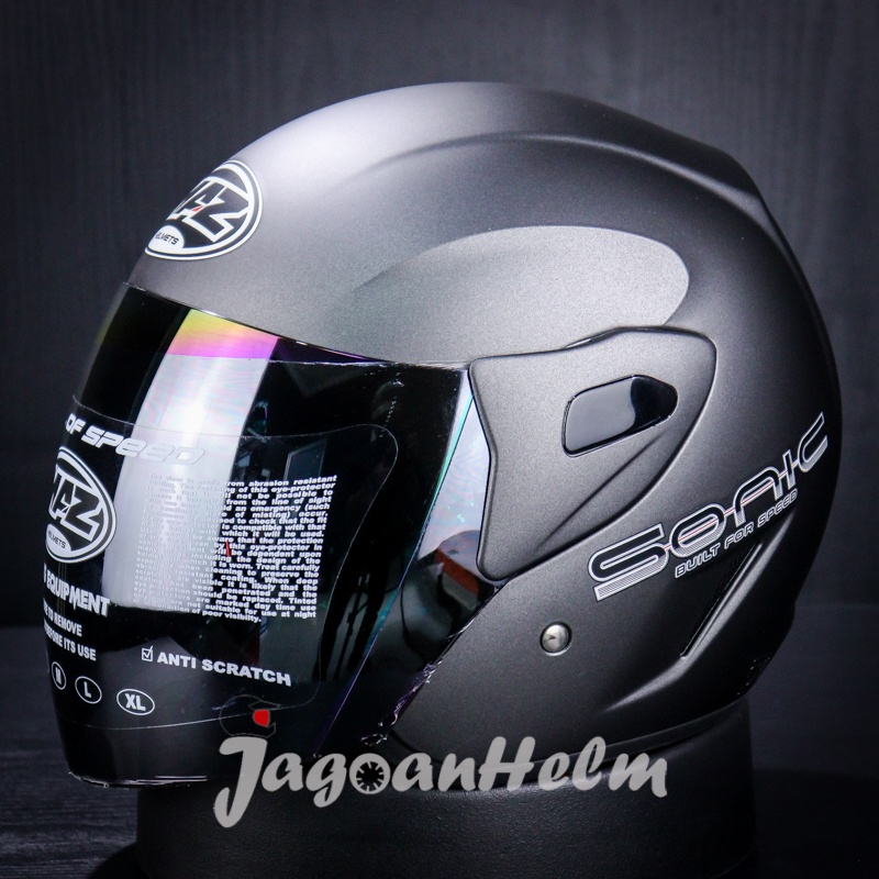Jual MAZ HELM SONIC SOLID | GUNMETAL DOFF| HALF FACE SINGE VISOR ...