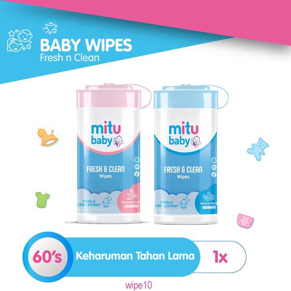Jual MITU Baby Fresh & Clean Wipes Bottle - Tissue / Tisu Basah 60 ...