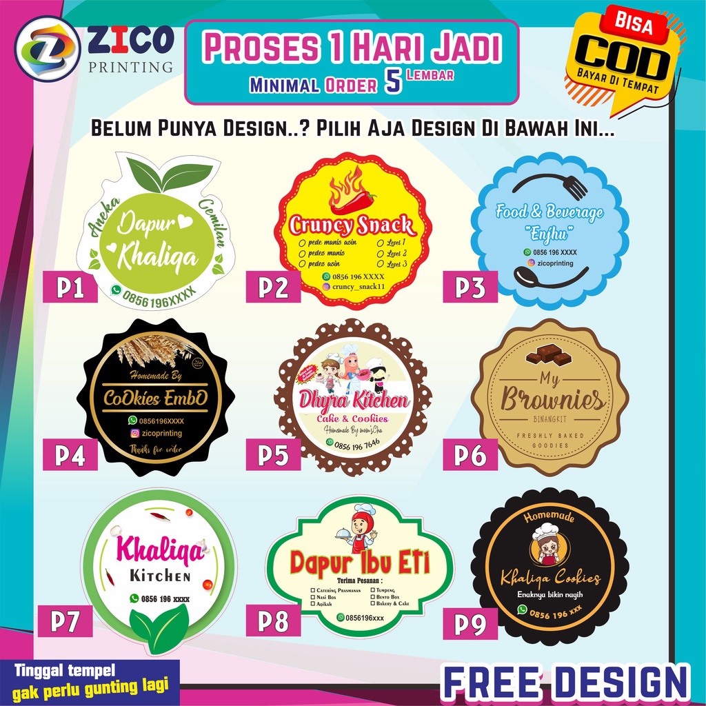 Jual CETAK STIKER LABEL KEMASAN/LABEL PRODUK/LABEL OLSHOP A3+VINYL ...
