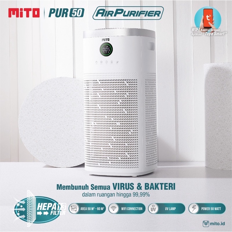 Jual Mito Airpurifier PUR50 / Air Purifier PUR 50 / Alat Pembersih Udara with HEPA13 Filter ...
