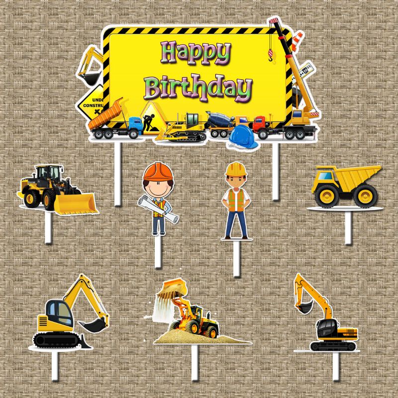 Jual Cake Topper excavator beko happy birthday | Shopee Indonesia