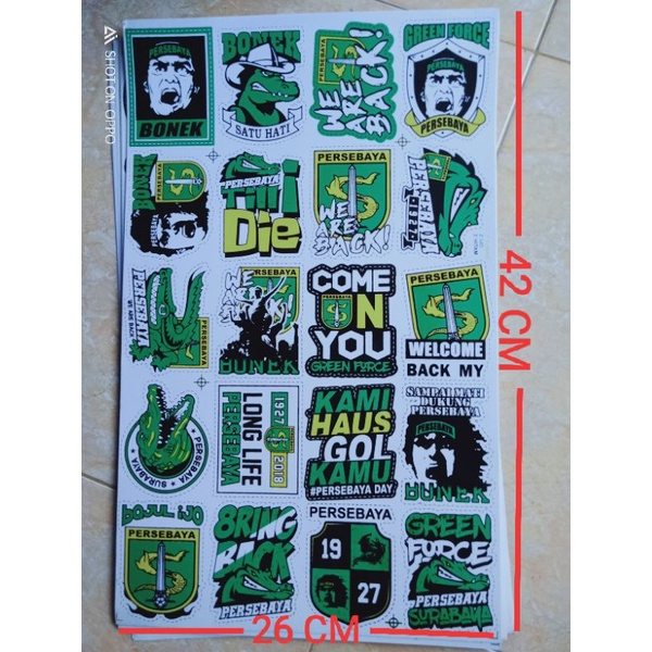 Jual Stiker lembaran ukuran 26x42cm Persebaya/Bonek isi 20 stiker ...