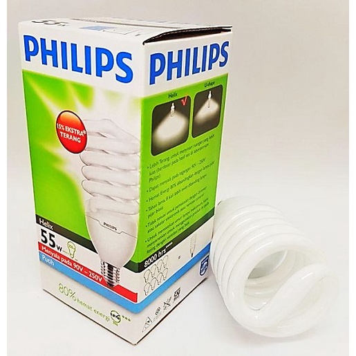 Jual Lampu Bohlam Philips Helix Tornado Spiral Putih 15 Watt/ 20 Watt/ 24 Watt/ 35 Watt/ 55 Watt ...