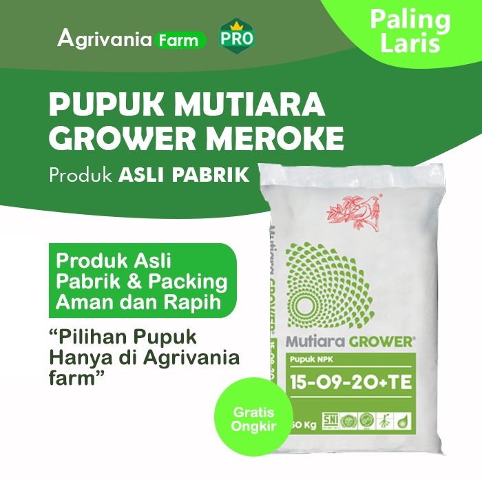 Jual PUPUK NPK GROWER 15-09-20+TE MUTIARA MEROKE KEMASAN PABRIK 1 KG ORIGINAL | Shopee Indonesia
