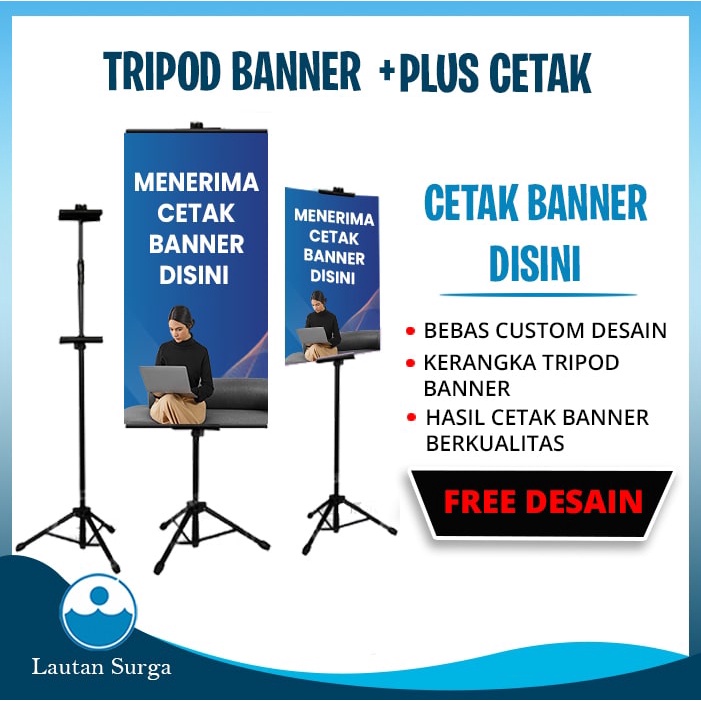 Jual Stand Banner Tripod Banner Plus Cetak Flexi Ukuran Banner 2 Meter (Bisa 2 sisi / 1 Sisi ...