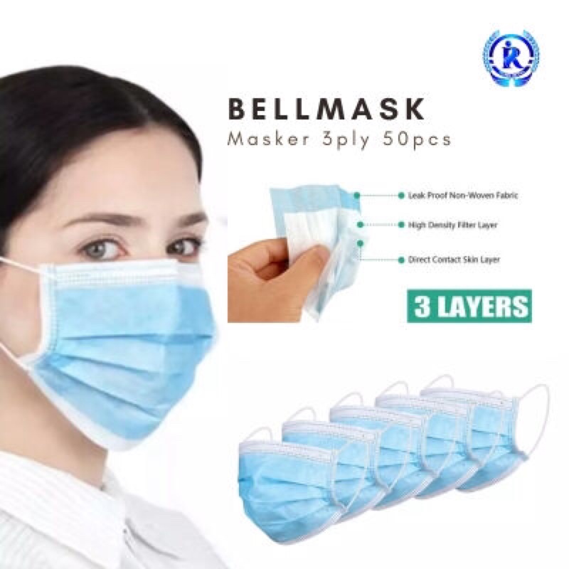 Jual MASKER Biru 50 PCS NON MEDIS Tebal 3 Ply Masker Disposable Non ...