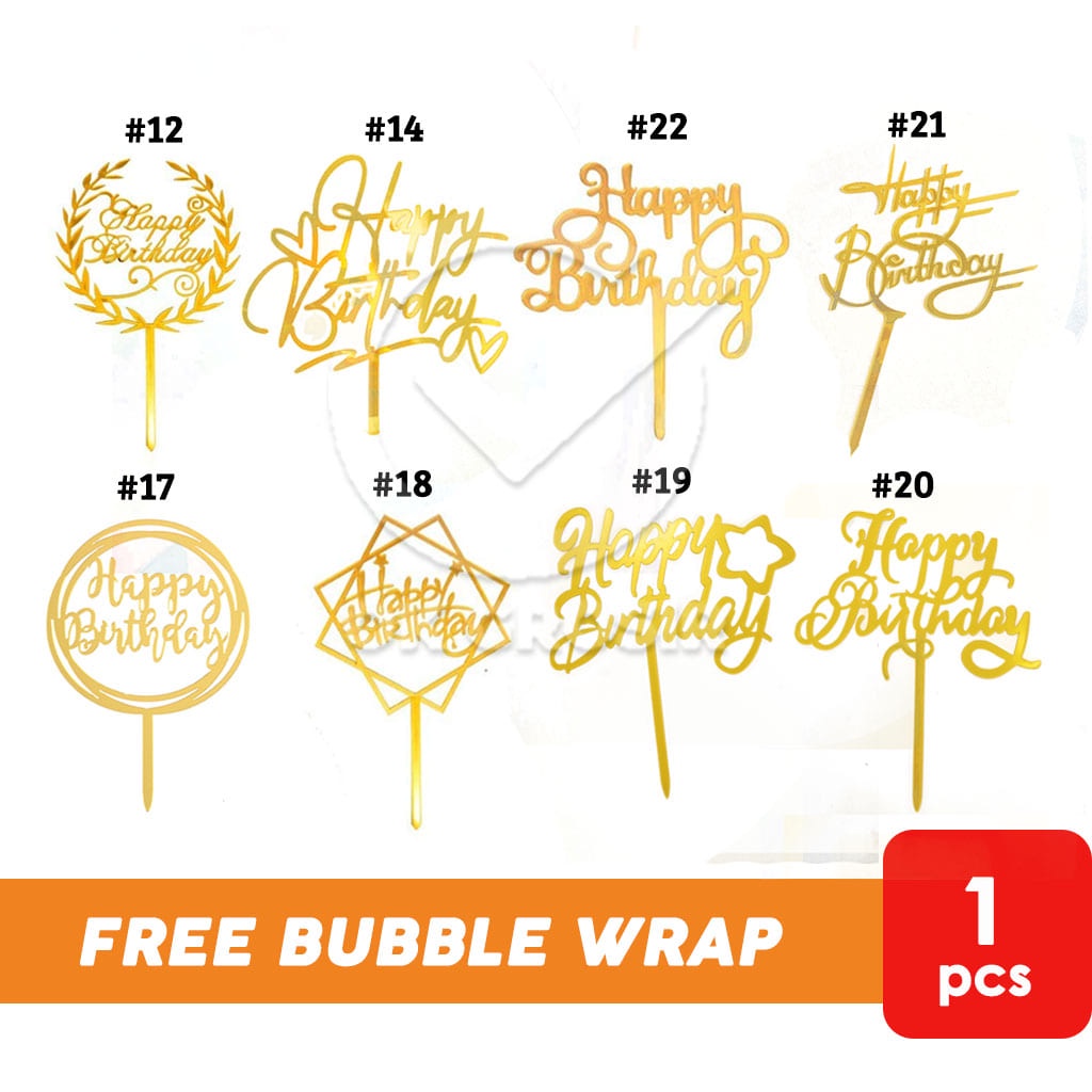 Jual Cake Topper HBD Happy Birthday Acrylic (1 Pcs) Indonesia|Shopee ...