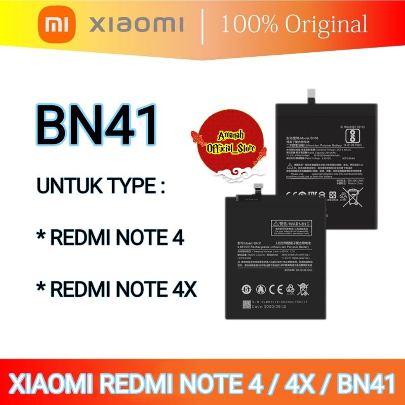 Jual BATERAI XIAOMI REDMI NOTE 4 BN41 / REDMI NOTE 4X BN41 ORIGINAL 100 ...