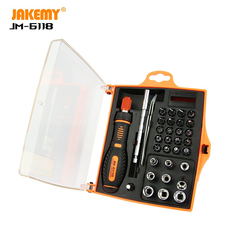 Jakemy Obeng Set JM-6118 33 In 1 Pinset Kunci Sok Lengkap Mata Obeng ...