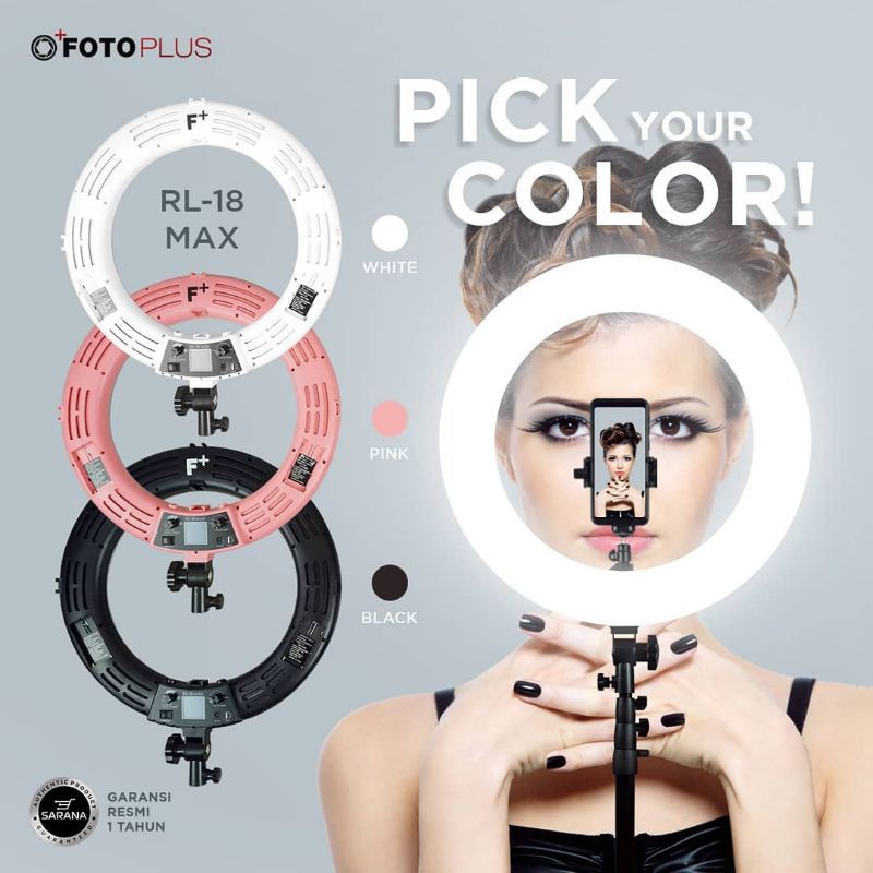Jual Fotoplus Ring Light RL18 Max Bicolor RL-18 ringlight pink white black | Shopee Indonesia