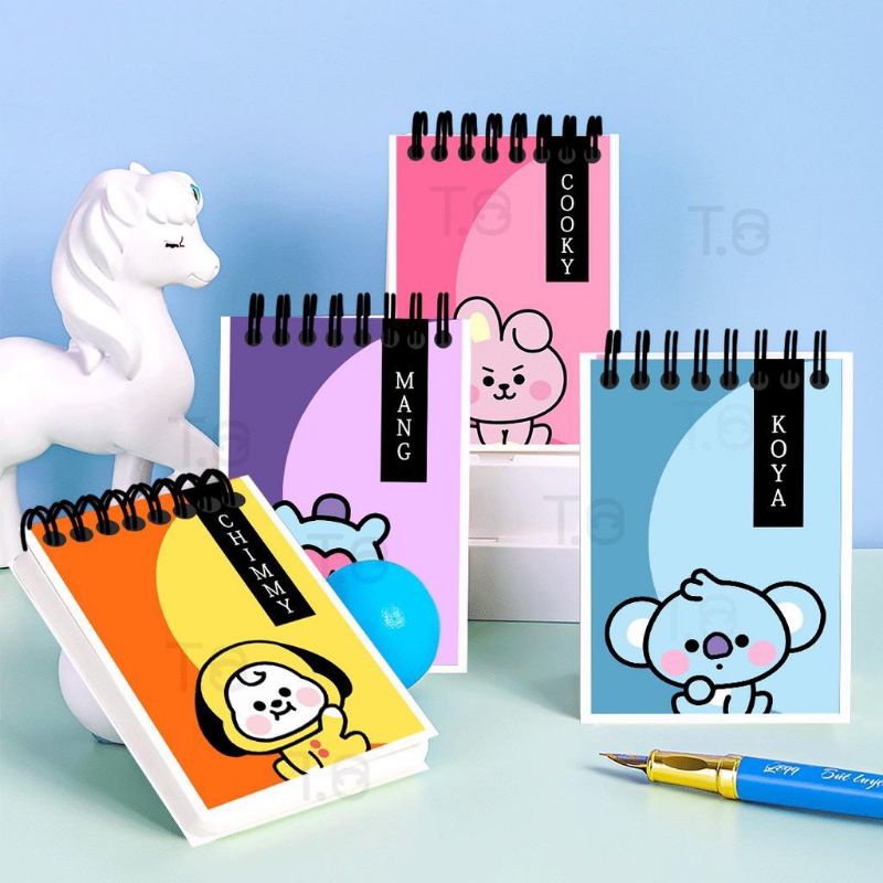Jual Blocknote Spiral A7 isi 60 lembar 7,4x 10,5cm BTS BT21 Buku Tulis ...
