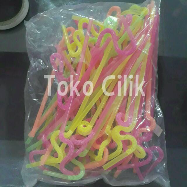 Sedotan/straw/plastik/ulir/funky/warna/minuman/pudot/juice | Shopee ...