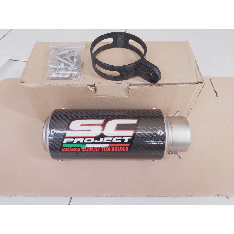Jual Knalpot SC Project Carbon FIBER IMPORT + Clamp CARBON Inlet 60mm ...