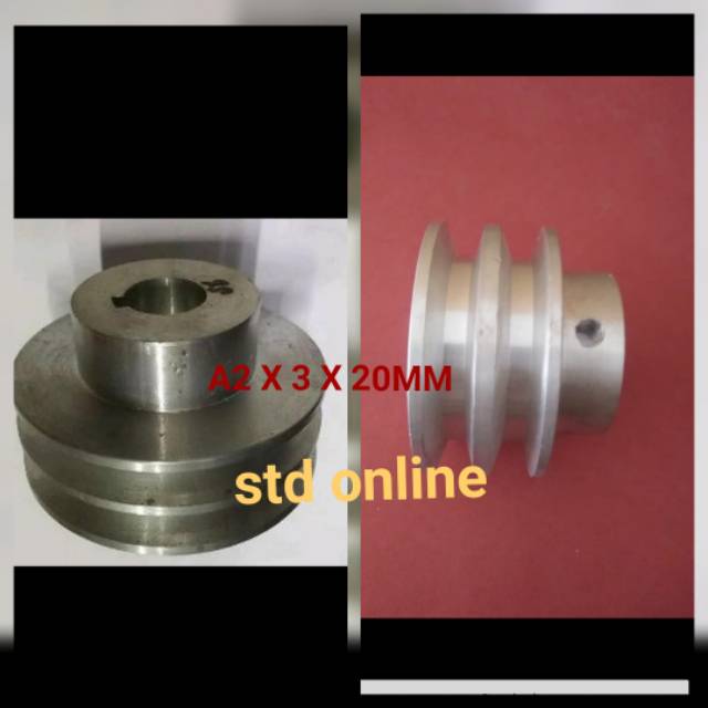 Jual A2 X 3 X 20MM PULLEY MESIN 2 JALUR AS 20MM PULI AS PULLY | Shopee ...