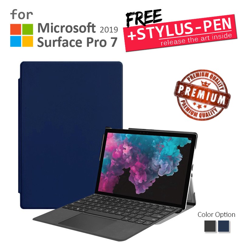 Jual Microsoft Surface Pro 7 2019 - Ultra Slim Leather Flip Case Cover ...