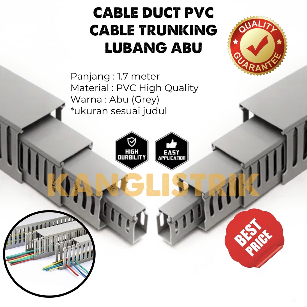 Jual KABEL DUCT KABEL DAK LUBANG 25x25 mm PVC ABU. | Shopee Indonesia