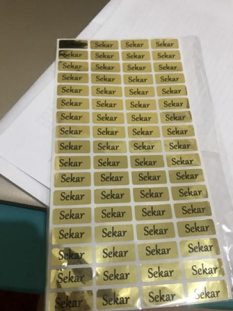 Stiker Label Nama Name Sticker Waterproof Anti Air Gold Emas Golden ...