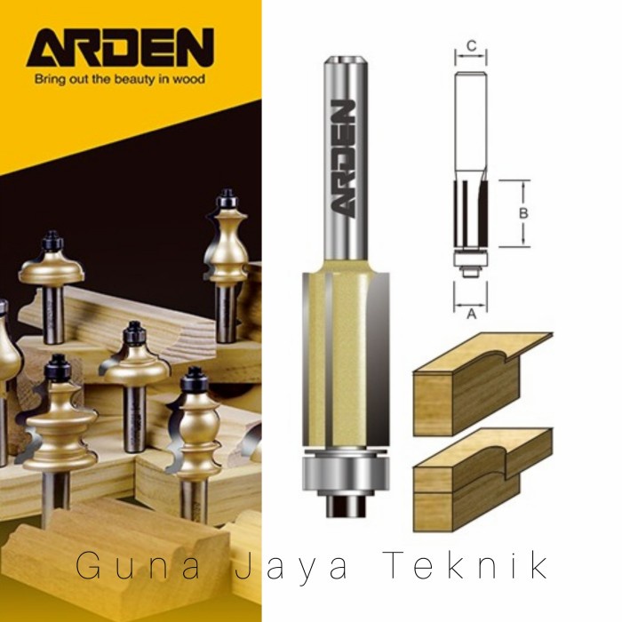 Jual router flushtrim bit Arden as 1/4" dan 1/2" ( 6.35mm - 12.7mm ...