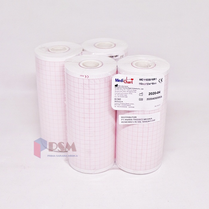 Jual Kertas ECG EKG Thermal Paper Red out Roll 110mm x 30m x 16mm ...