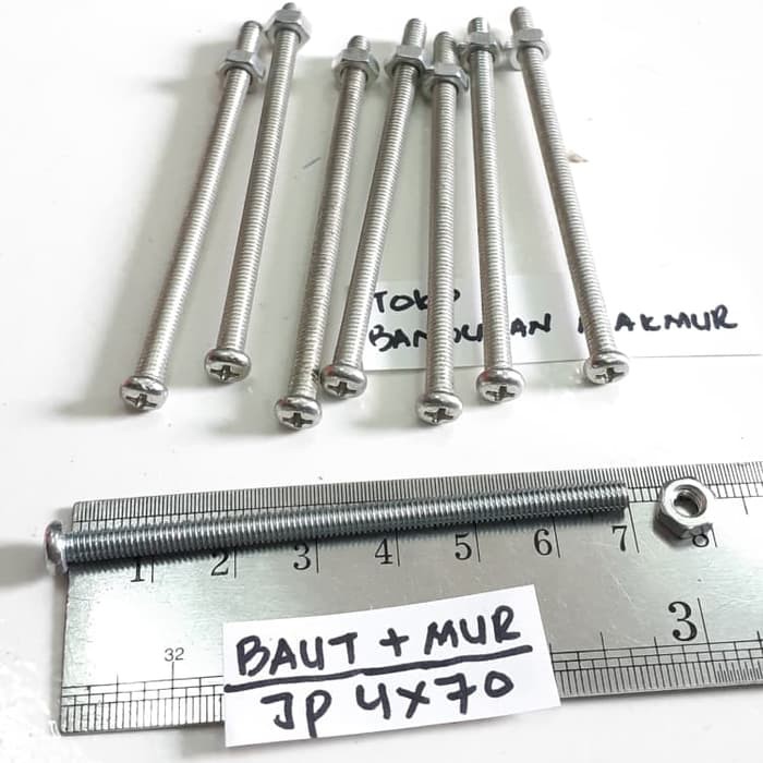 Jual Baut Putih 4x70 + mur Baut JP4x70 Kepala Obeng M4x70 M4 x 70 per 10 pcs | Shopee Indonesia