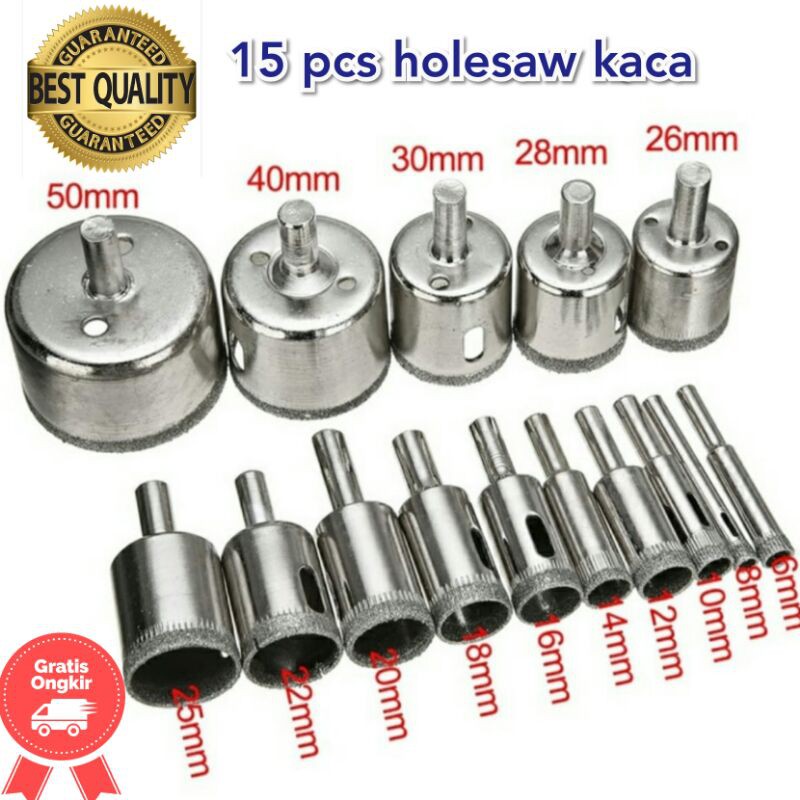 Jual mata bor kaca keramik 15 pcs Mata bor holesaw kaca hole saw ...