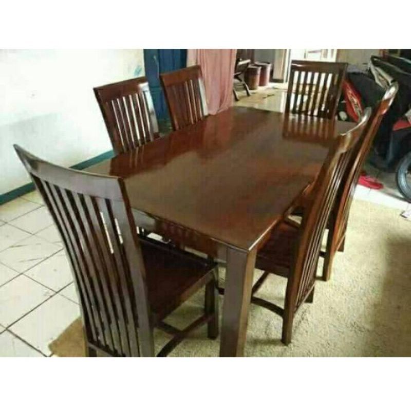 Jual MEJA MAKAN BALERO 6 KURSI KAYU JATI JEPARA | Shopee Indonesia