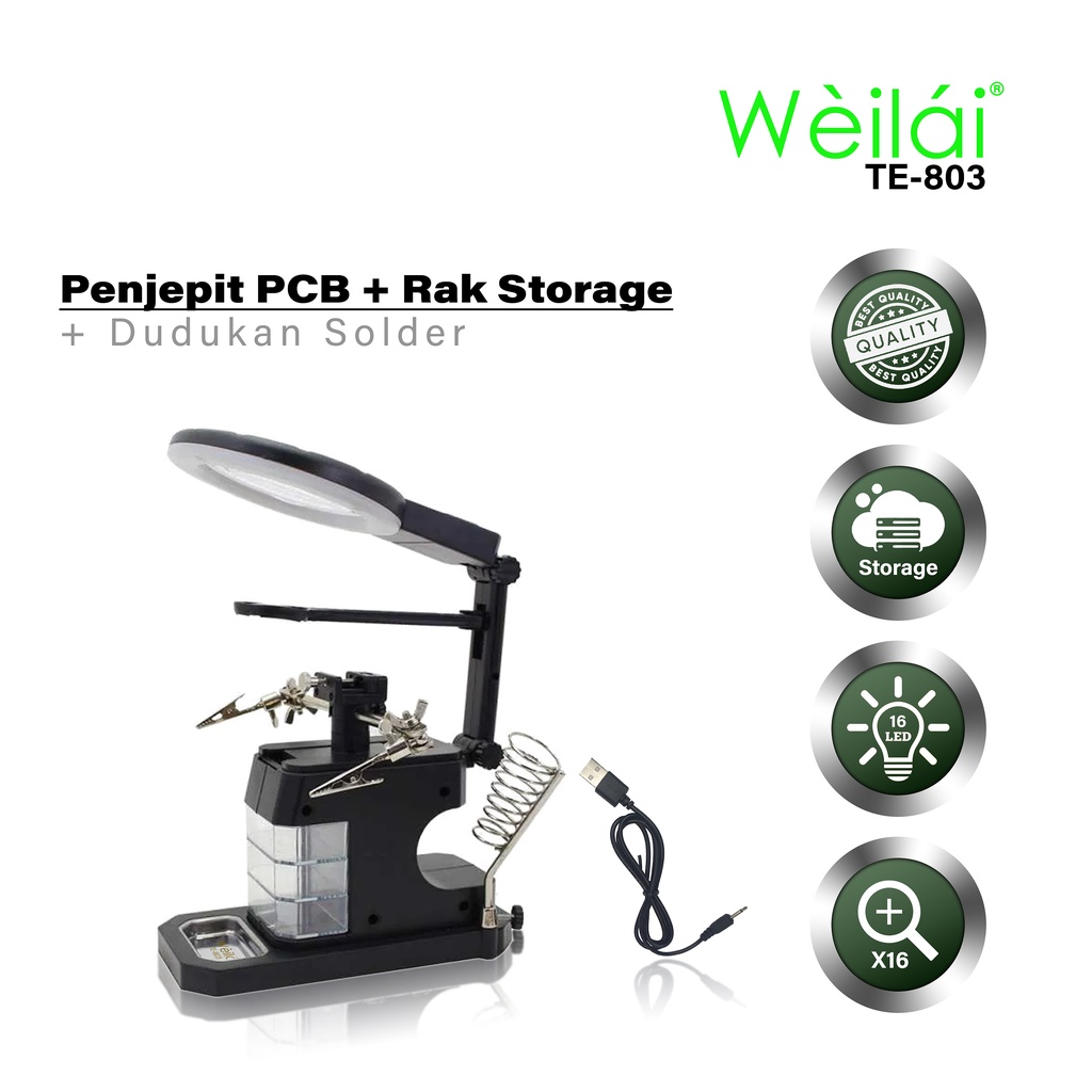 Jual Weilai TE-803 Penjepit PCB Kaca Pembesar Dudukan Solder - Lampu ...