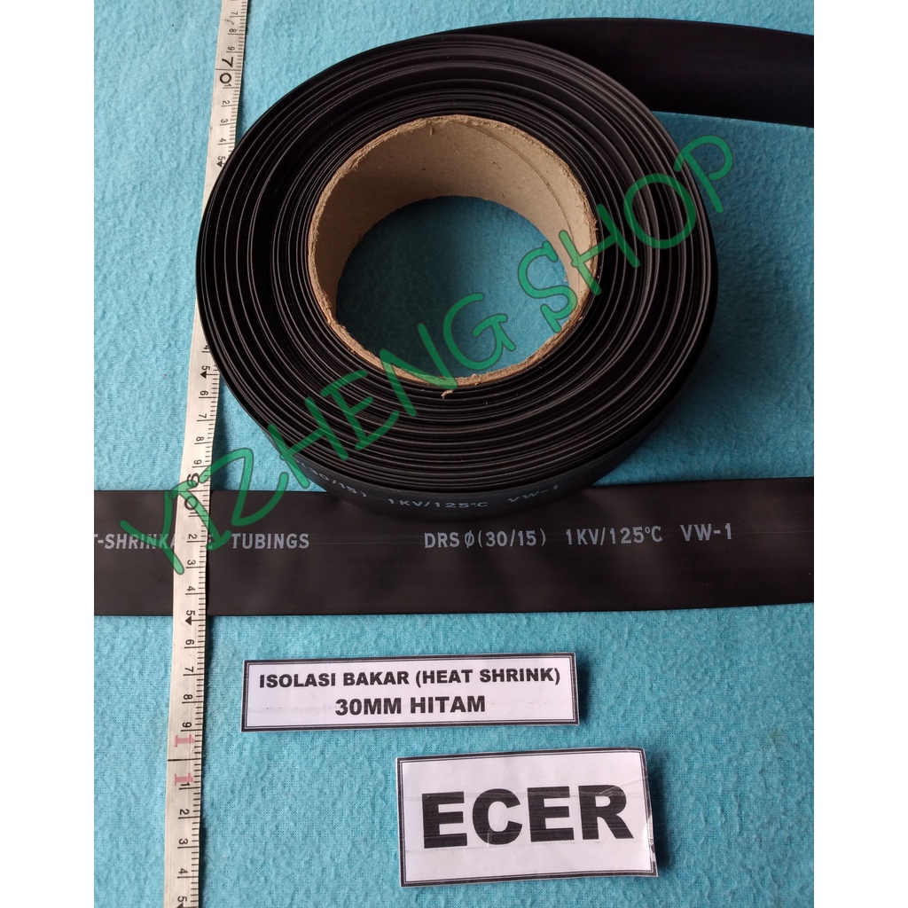 Jual ISOLASI BAKAR ( HEAT SHRINK ) 30MM HITAM ECERAN (HARGA PER METER ...