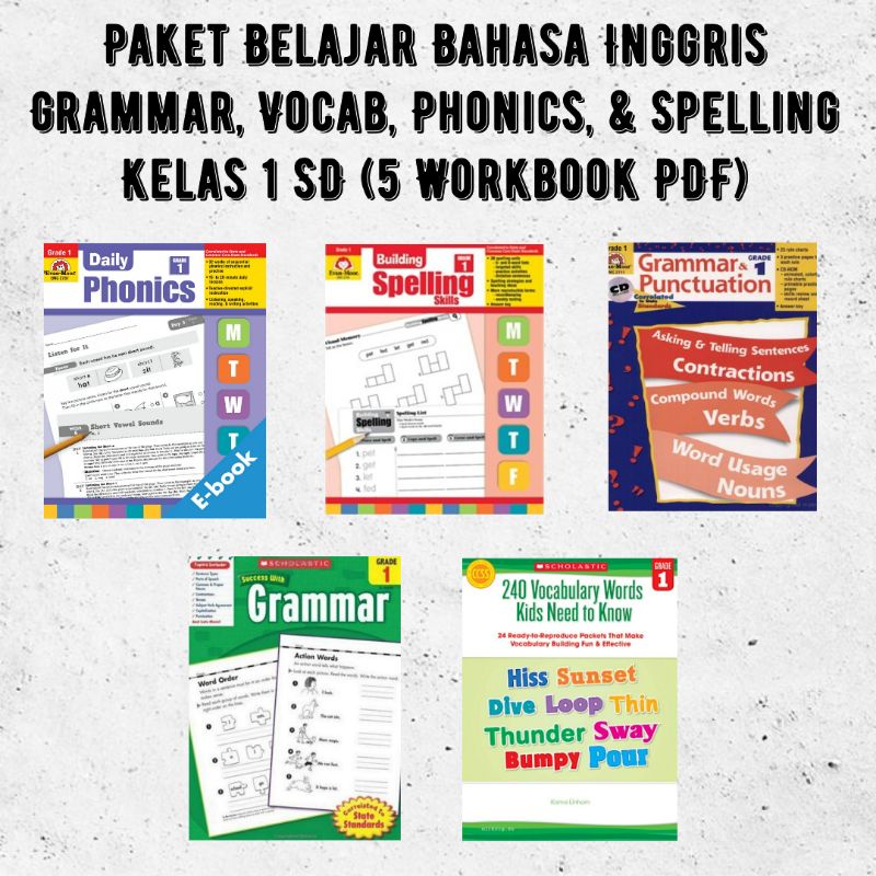 Jual Paket Belajar Bahasa Inggris Grammar Vocab Phonics SD Primary Level 1-6 (5 PDF Files ...