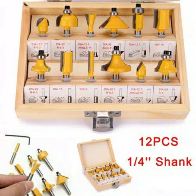 Jual Mata Router Bit Set 12 pcs Mata Profil Mata Trimmer Bits | Shopee ...