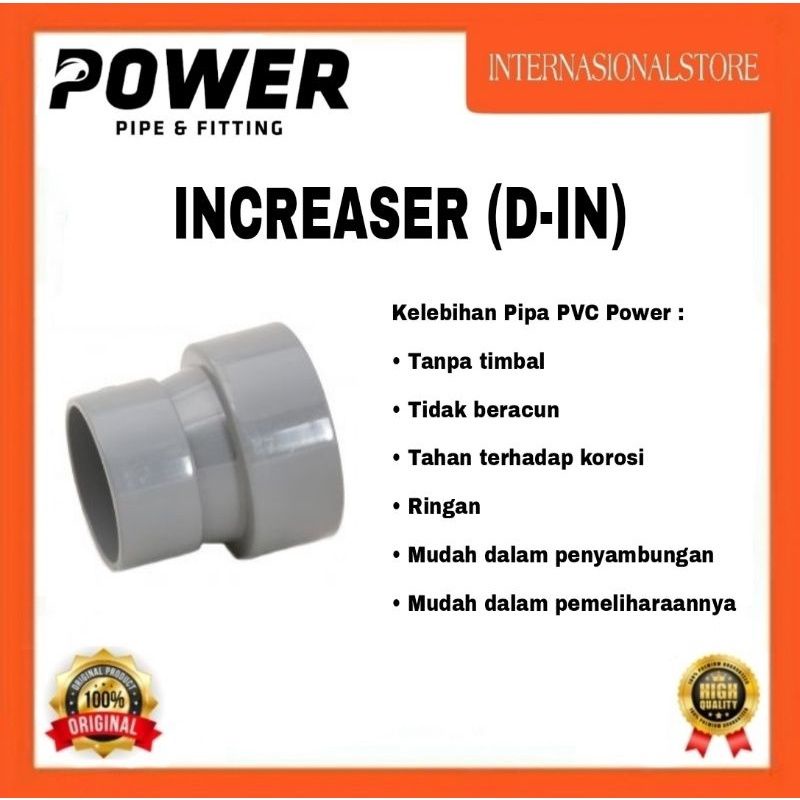 Jual Increaser (D-IN) Fitting Pipa PVC Power D Uk 3" x 2 1/2" | Shopee Indonesia