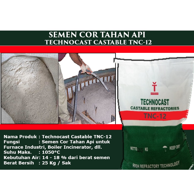 Jual Semen Tahan Api TNC-12 (25 Kg) Semen Cor Tahan Api Castable ...