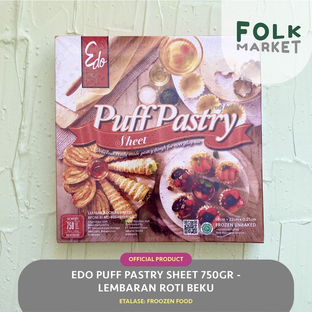 Jual EDO Puff Pastry Sheet 750gr - Lembaran Roti Beku Frozen | Shopee ...