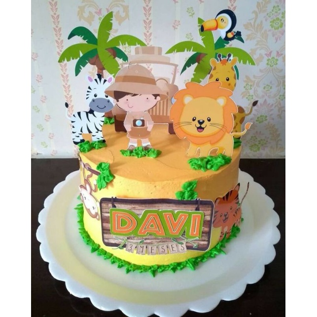 Jual Topper cake kue taman safari kebun binatang free custom nama dan ...