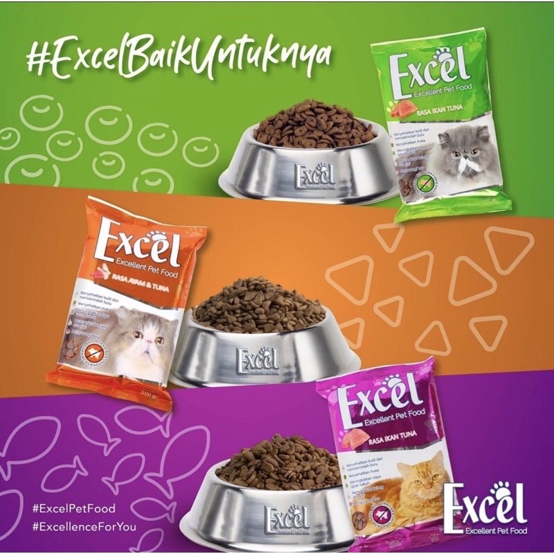 Jual EXCEL Cat Food 500g Adult Kitten - Makanan Kucing Kering | Shopee ...