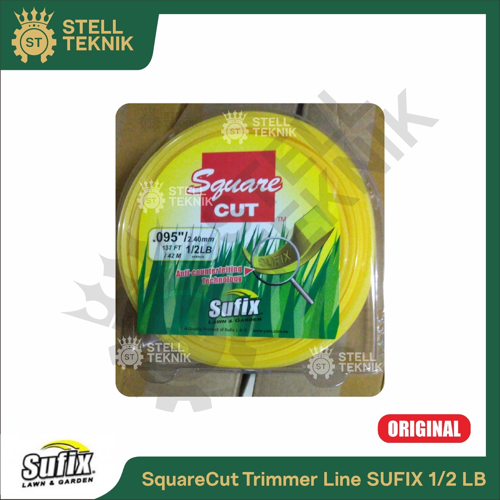 Jual Tali Senar Mesin Potong Rumput SquareCut Trimmer Line SUFIX 1/2 LB ...