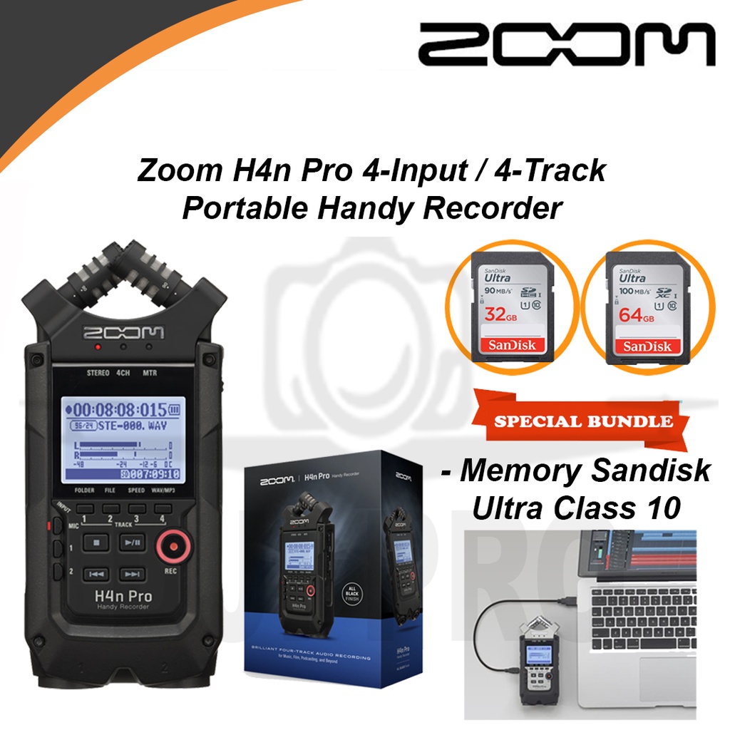 Jual ZOOM H4N PRO 4-Track Portable HANDY RECORDER ORIGINAL | Shopee ...