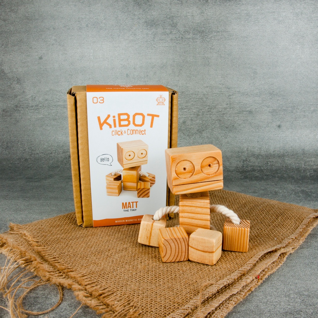 Jual Littlekibo - KiBOT - MATT The Tiny | WOODEN MAGNETIC ROBOT ...