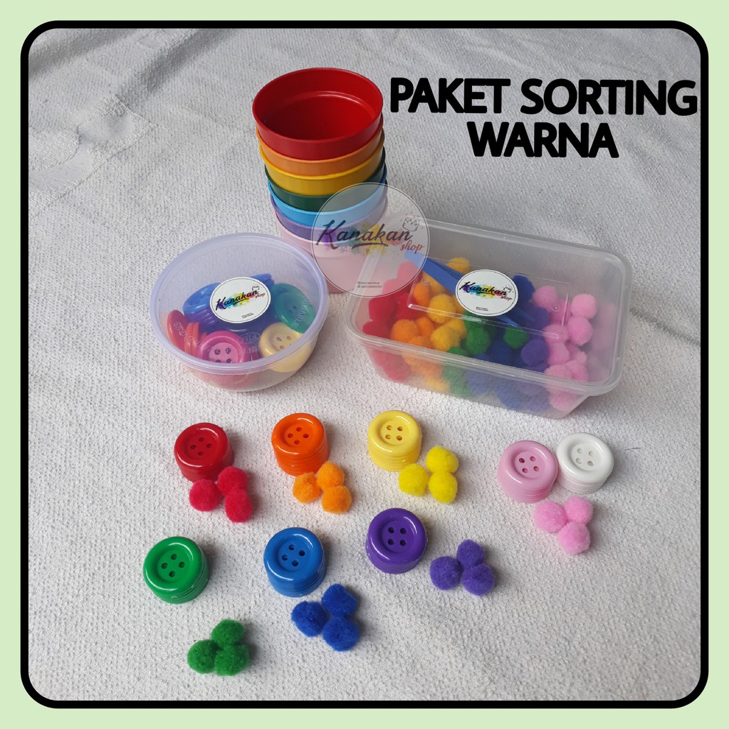 Paket Sortir Warna sensory play mainan edukatif montessori edukasi ...