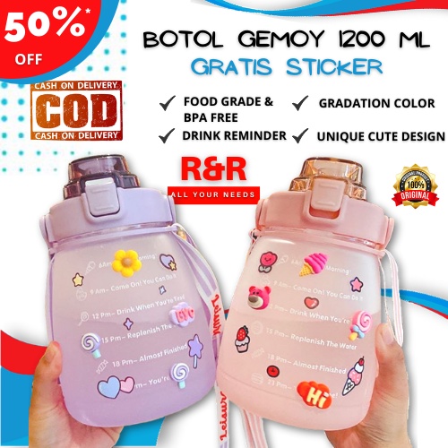Jual BOTOL MINUM ANAK 1200 ML GEMOY TUMBLER MOTIVATIONAL BPA FREE 1400 ...