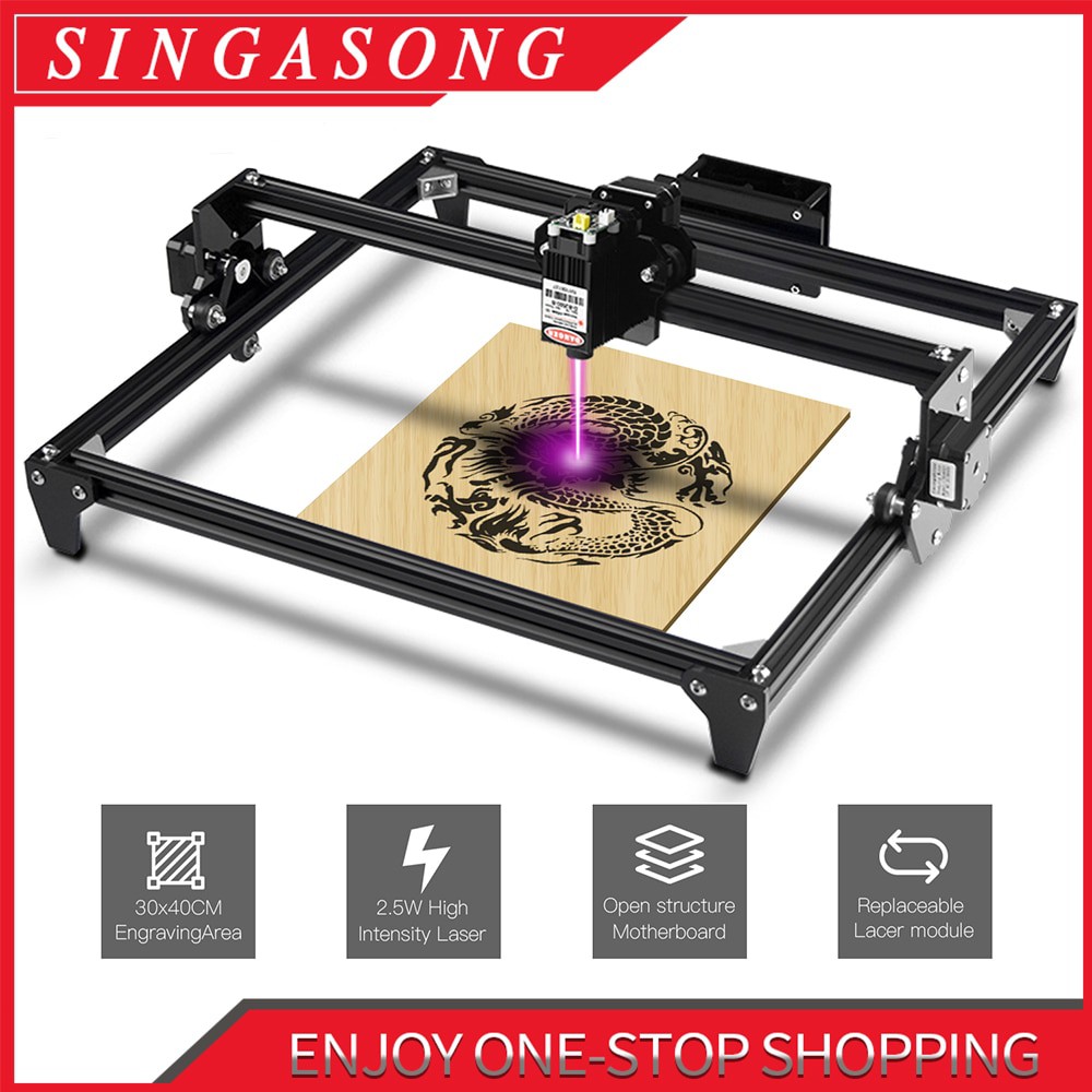 Mesin CNC Printer 3D Laser Gravir DIY 2 Axix 2500mW 0103 Hitam | Shopee ...