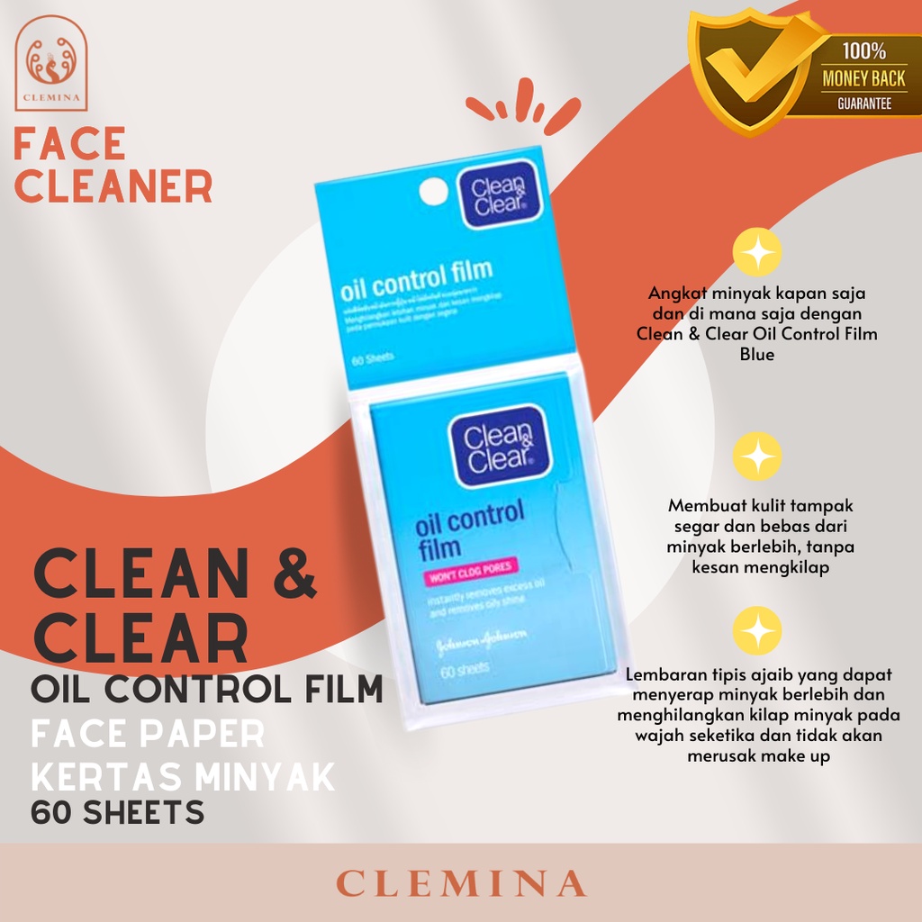 Jual Clean & Clear Oil Control Film Face Paper Kertas Minyak Wajah 60s ...