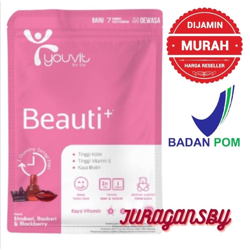 Jual Youvit Beauti+ Multivitamin sachet isi 7 gummy | Beauty plus ...