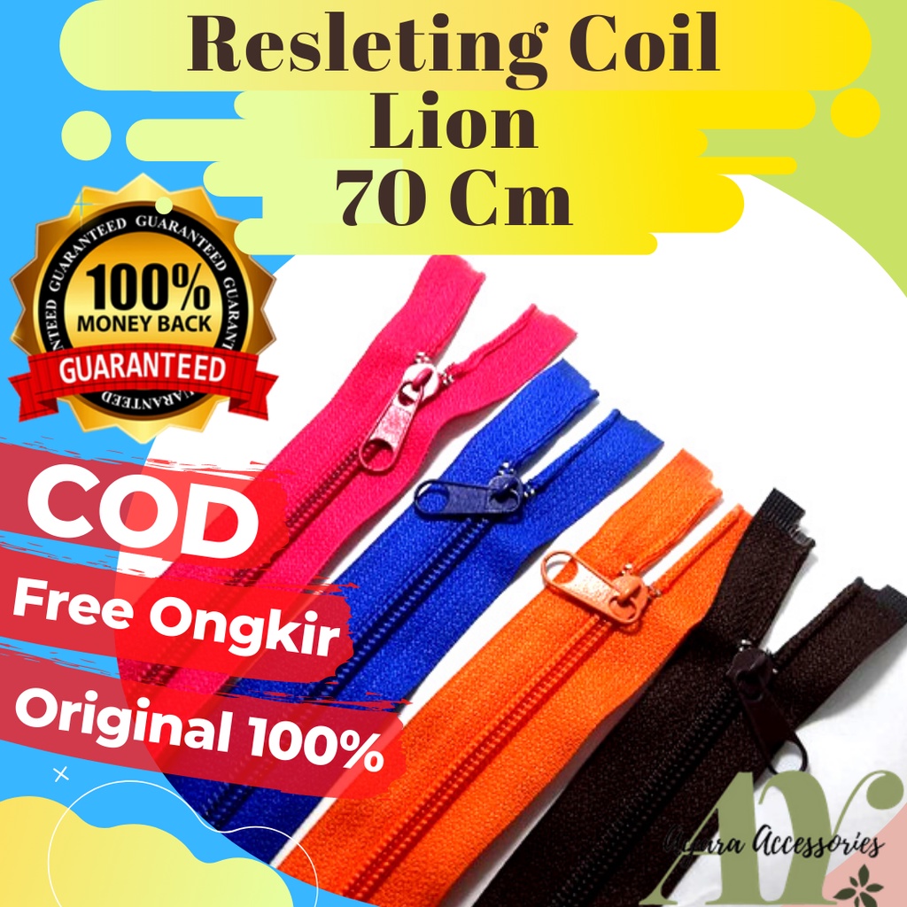 Jual RESLETING ZIPPER SLETING JAKET COIL LION PLASTIK PANJANG 70 CM ...