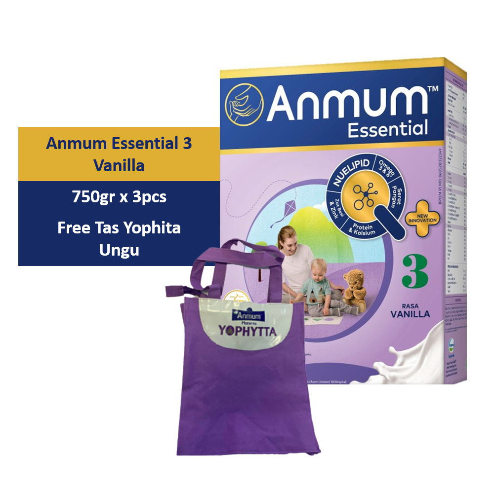 Jual Anmum Essential 3 Vanilla 750 gr x 3pcs (Free Tas Yophita Ungu ...