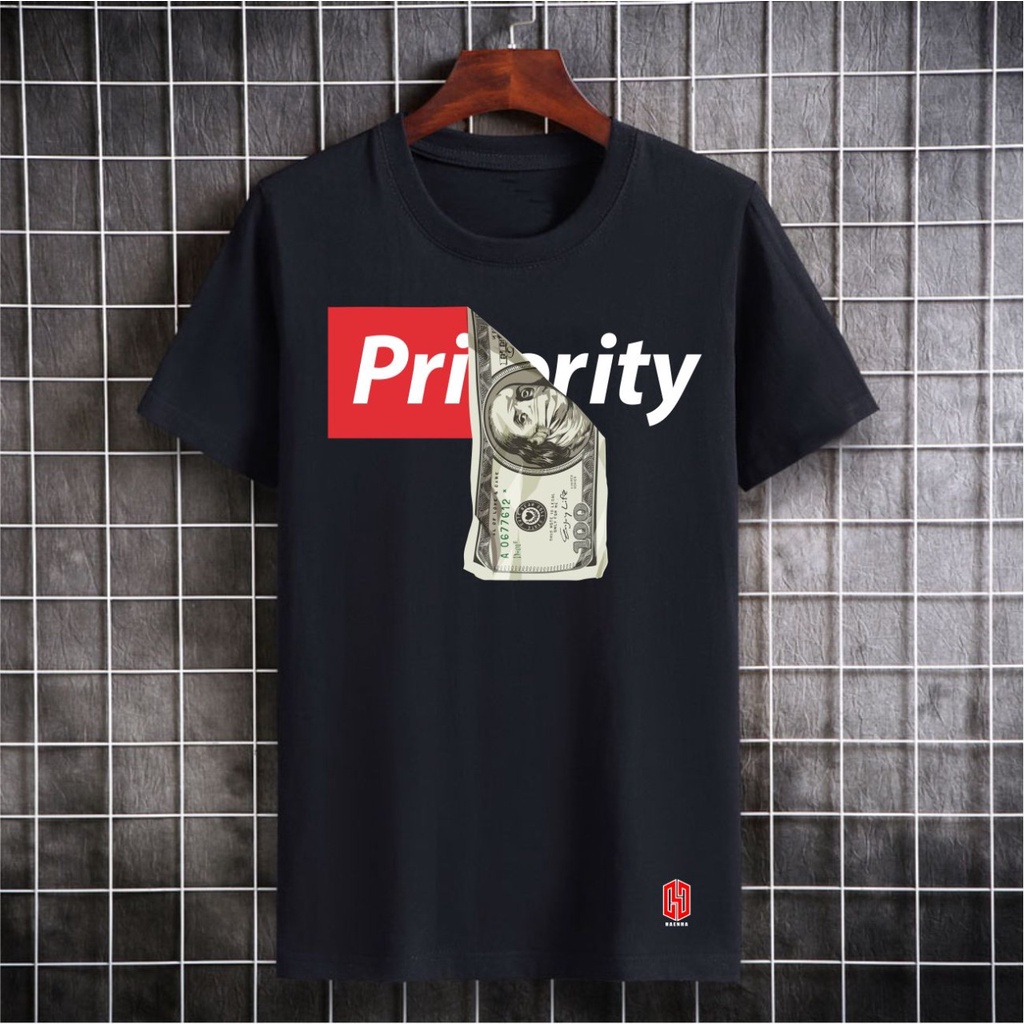 Jual KAOS DISTRO PRIA TEMA MONEY PRIORITY ORI BY HAENHA | Shopee Indonesia
