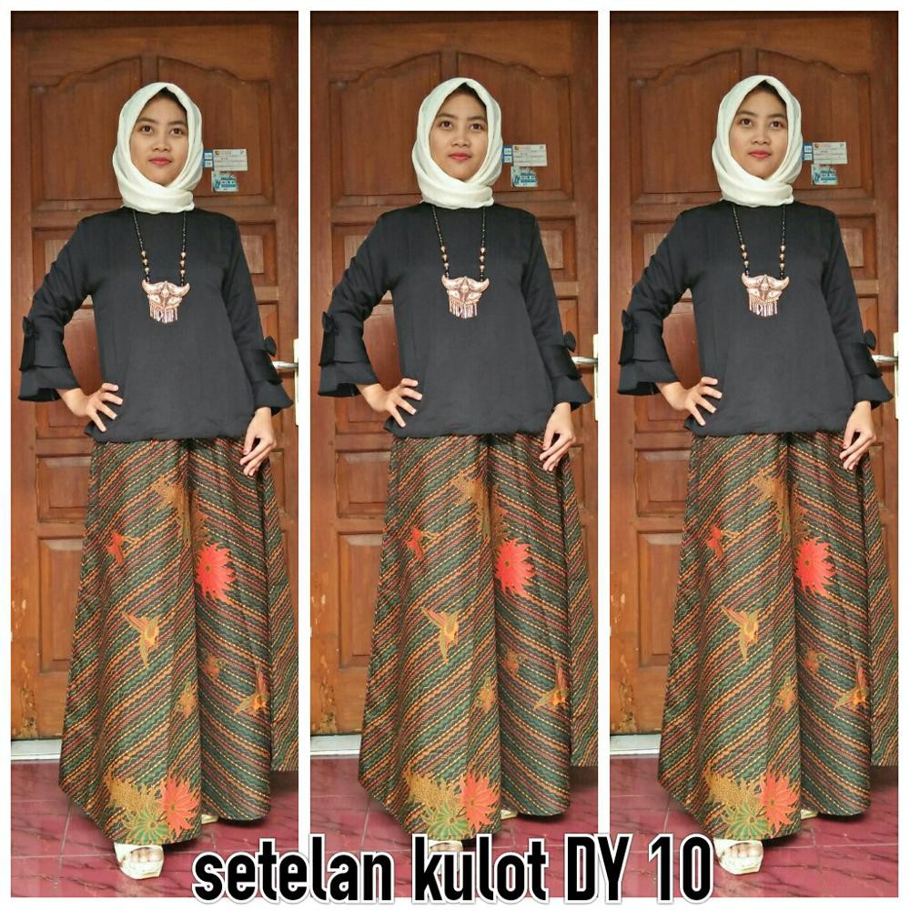 Jual setelan kulot batik terbaru warna hitam Indonesia|Shopee Indonesia